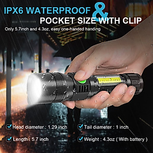 Karrong UV Flashlight Rechargeable, Black Light Flashlights, 2000lm Pocket-Sized LED Torch with Clip, Water Resistant, 7 Modes for Pet Clothing Detection/Emergency/Camping 2pack