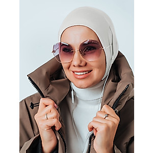 VeilWear Instant hijab for headphones and glasses, Sport head scarf, ready to wear muslim accessories for women (White1)