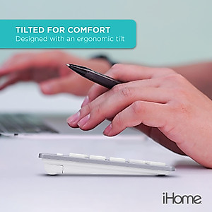 iHome Wireless Bluetooth 3.0 Slim Numeric Keypad Wide 20-Keys, Compact and Portable for Mac - Silver (IMAC-A201W)