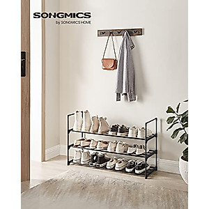 SONGMICS Shoe Rack, 3 Tier Shoe Organizer, Metal Shoe Storage Shelf for 15 Pairs of Shoes, Easy to Assemble, Entryway, Black ULSA303B02