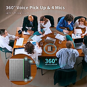HiDock Conference Speaker and Microphone, Full Duplex Noise Reduction Speakerphone with Mute/Recorder/Project, USB C, 360° Voice Pickup, Meeting Speaker Compatible with Zoom Teams-Grey