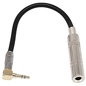 AAOTOKK 90 Degree 1/8 to 1/4 Stereo Adapter Cable, TRS 90 Degree 3.5mm Male to 6.35mm Female Stereo Audio Adapter for Amplifiers, Guitar,Home Theater Devices,Laptop etc.(9inch/24cm）