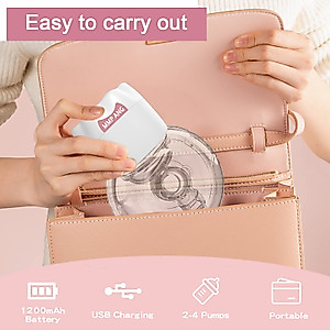 MMPANG Breast Pump Wearable,Electric Hands Free Breast Pump Leel,3 Modes & 9 Levels with LCD Display BPA Free, Low Noise Pumping Painless Breastfeeding Rechargeable and 19/21/24mm Flanges,Blue