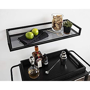 Kate and Laurel Blex Modern Wall Shelf, 24 x 8 x 3, Black, Chic Floating Shelf for Wall Display and Storage