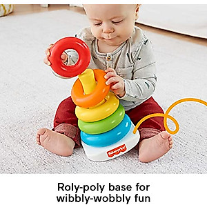 Fisher-Price Baby Stacking Toy Rock-A-Stack, Roly-Poly Base With 5 Colorful Rings For Ages 6+ Months