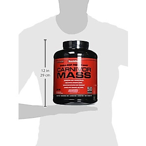 MuscleMeds Carnivor Mass Anabolic Beef Protein Gainer, Strawberry, 6 Pound