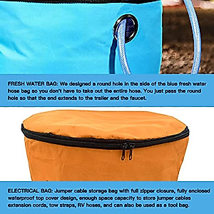 3 Pack RV Hose Storage Bags, RV Storage Accessories for Inside, Large Capacity RV Water Hose Storage with Zipper Closing for Sewer Hoses, Fresh/Black/Water Hoses, Electrical Cords