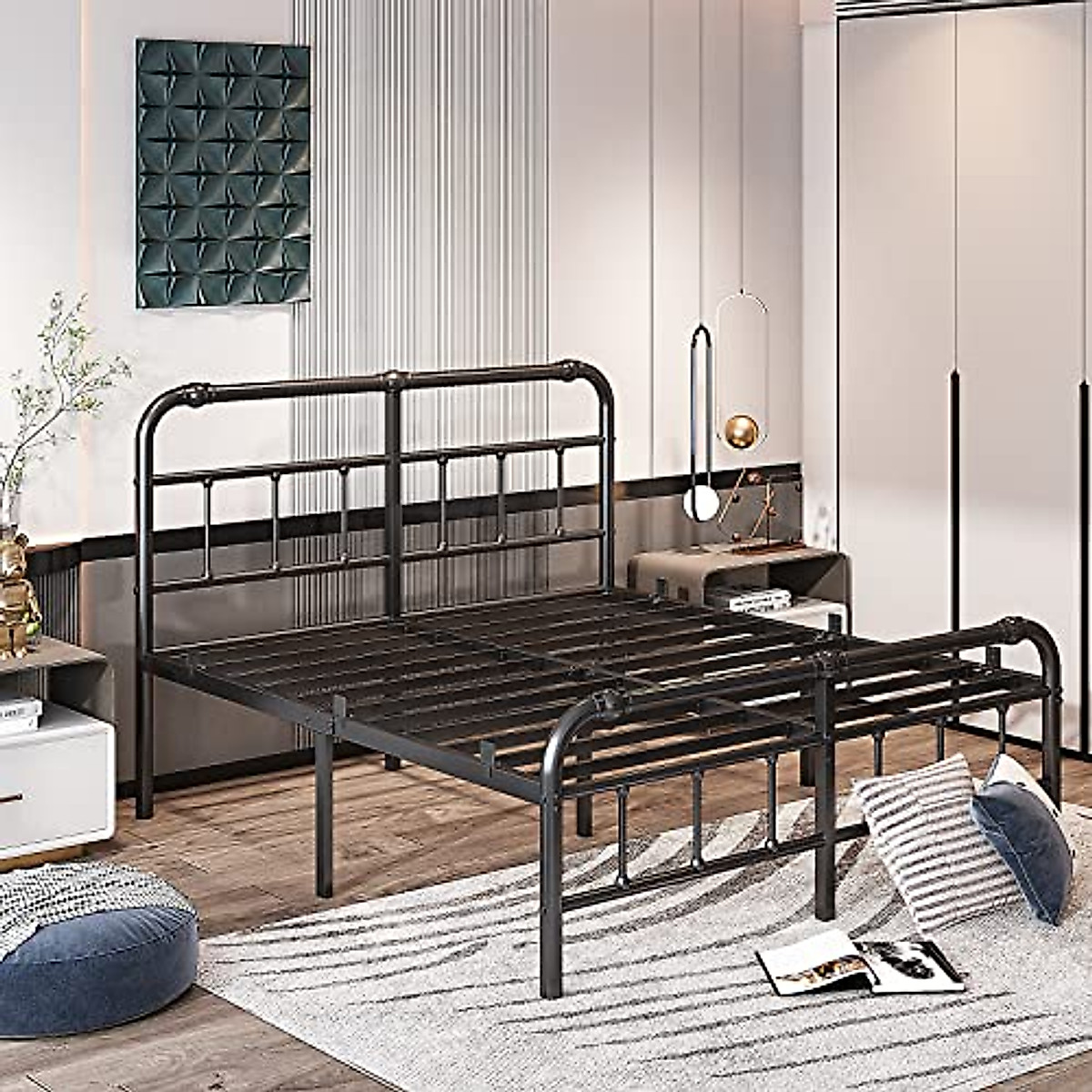 Bednowitz Non Slip Mattress Gaskets for Bed Frame,6 Pcs Mattress Holder in Place Gripper, Mattress Retainer Bar, Keep Mattress from Sliding Stopper, Wide Applicability, Black