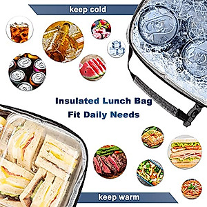 MOLYKA Lunch Bag - Insulated Lunch Box Durable Reusable Lunch Bag Adult Tote Bag for Men, Adults, Women (Gray)