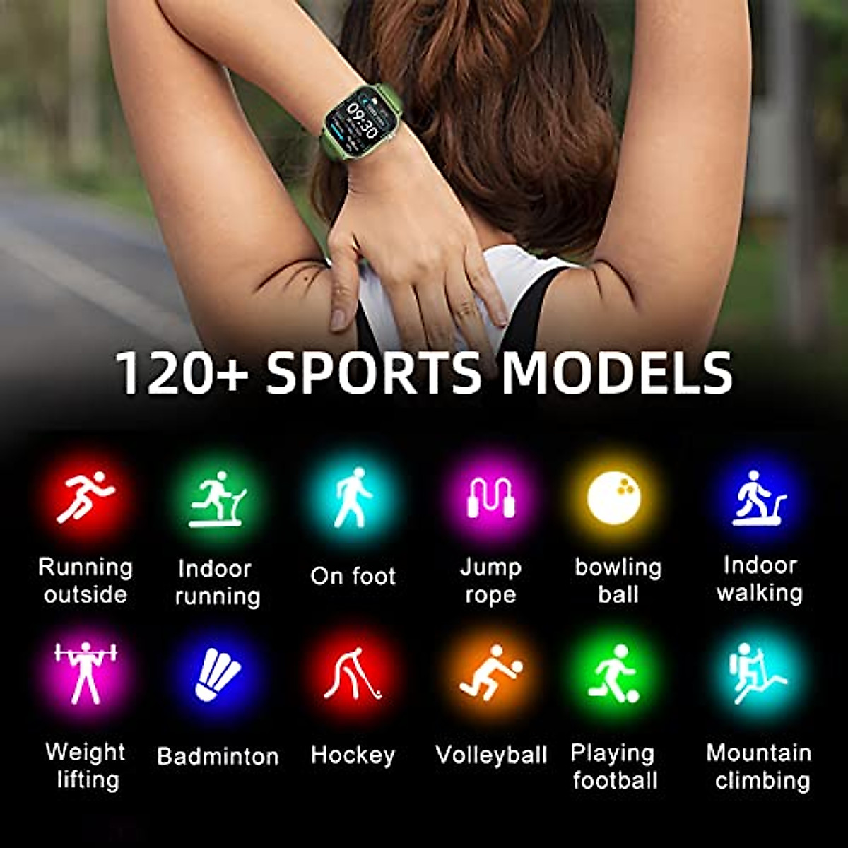 WalkerFit M2 Pro Smart Watch for Men, Fitness Tracker Watch Heart Rate Monitor, Step Tracker, Fitness Watch Smartwatch for Android for iPhone Compatible, Waterproof Reloj Inteligente para Hombre,Green