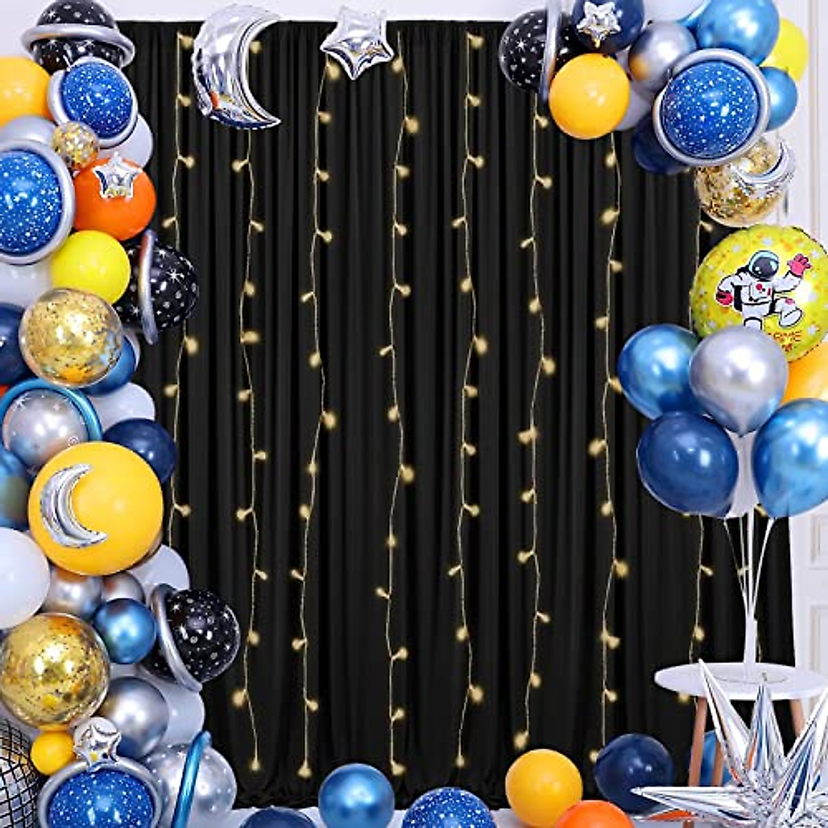 10x10 Black Backdrop Curtain for Parties Wrinkle Free Black Photo Curtains Backdrop Drapes Fabric Decoration for Birthday Party Wedding 5ft x 10ft,2 Panels