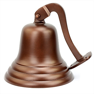 Nagina International 7" Aluminum Dark Coke Copper Antique Premium Loud Striking Sound Boat Decor Bell with Cotton Braided Rope | Classic Nautical Elements