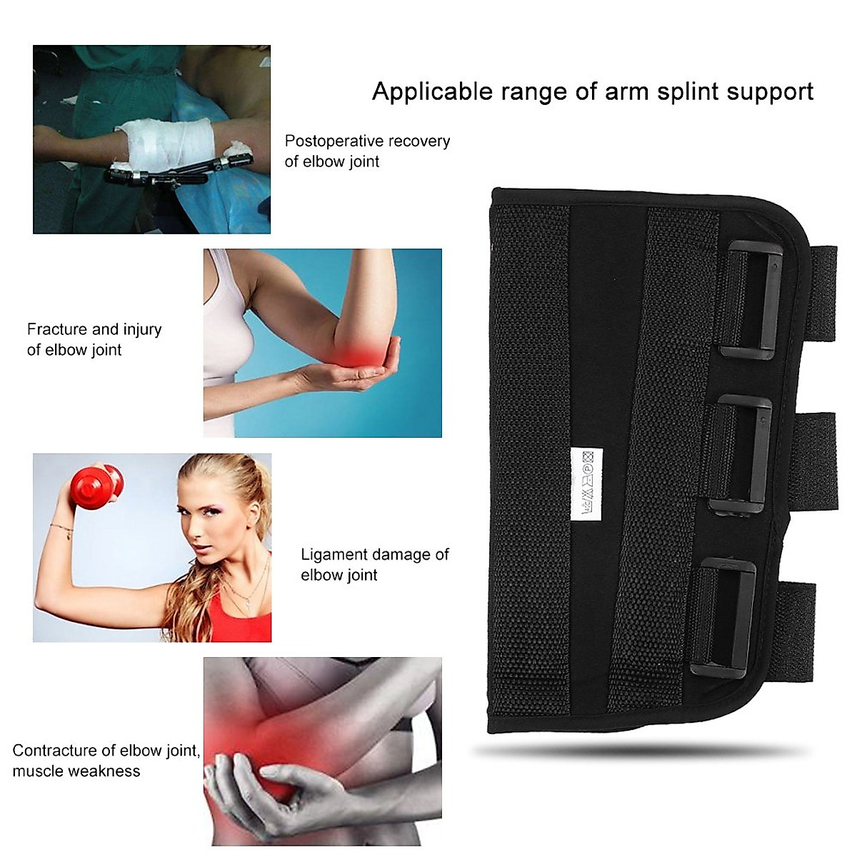 FILFEEL Elbow Support Brace, Breathable Winter Arm Splint Fracture Stabilizer Joint Pain Relief, Injury Recovery Night Protector(M)