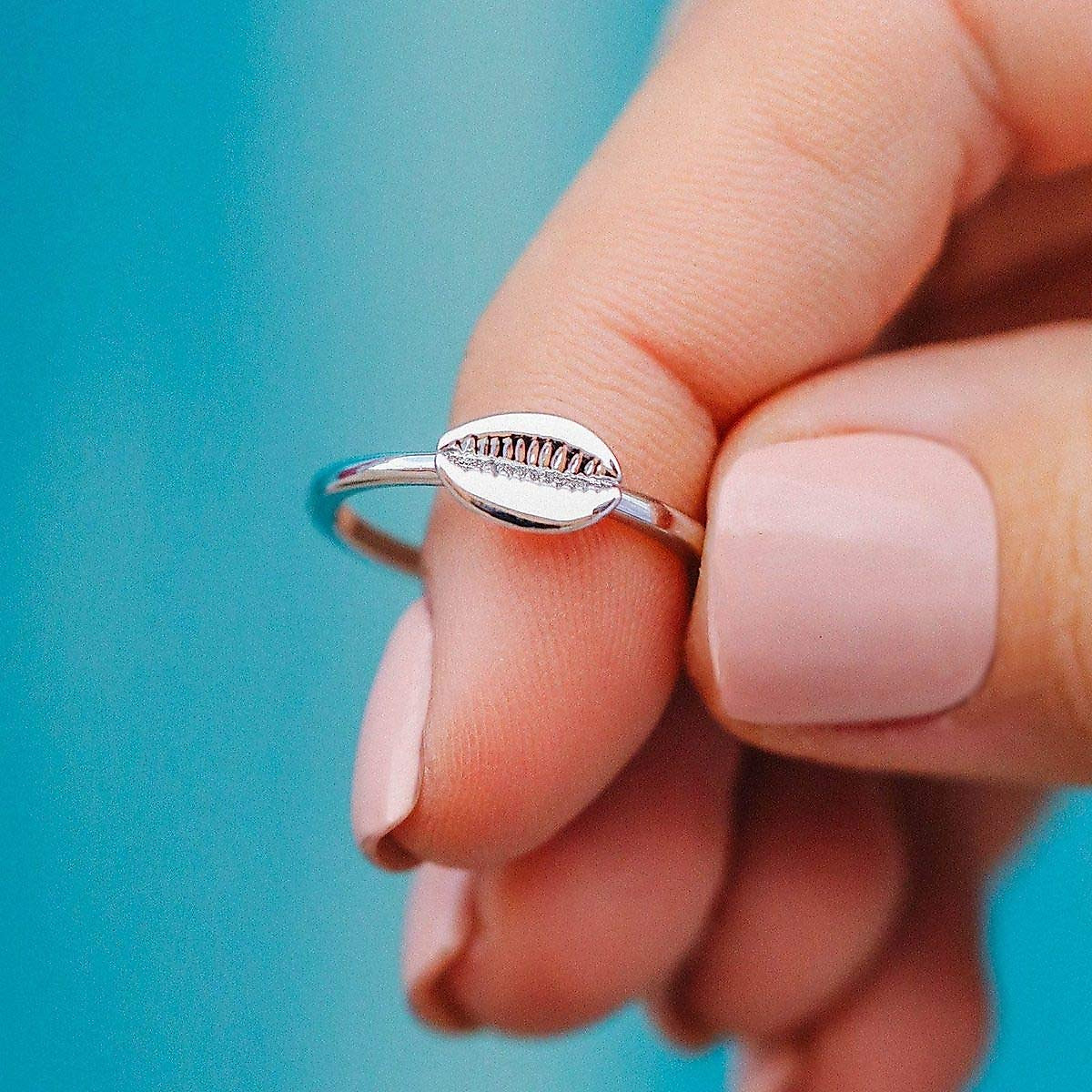 Pura Vida Silver-Plated Cowrie Ring - Brass Base Band - Size 5