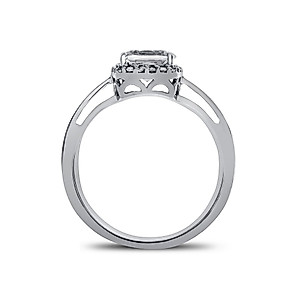 FJC Finejewelers 10k White Gold 6mm Cushion-Cut Garnet with White Topaz accent stones Halo Ring Size 8