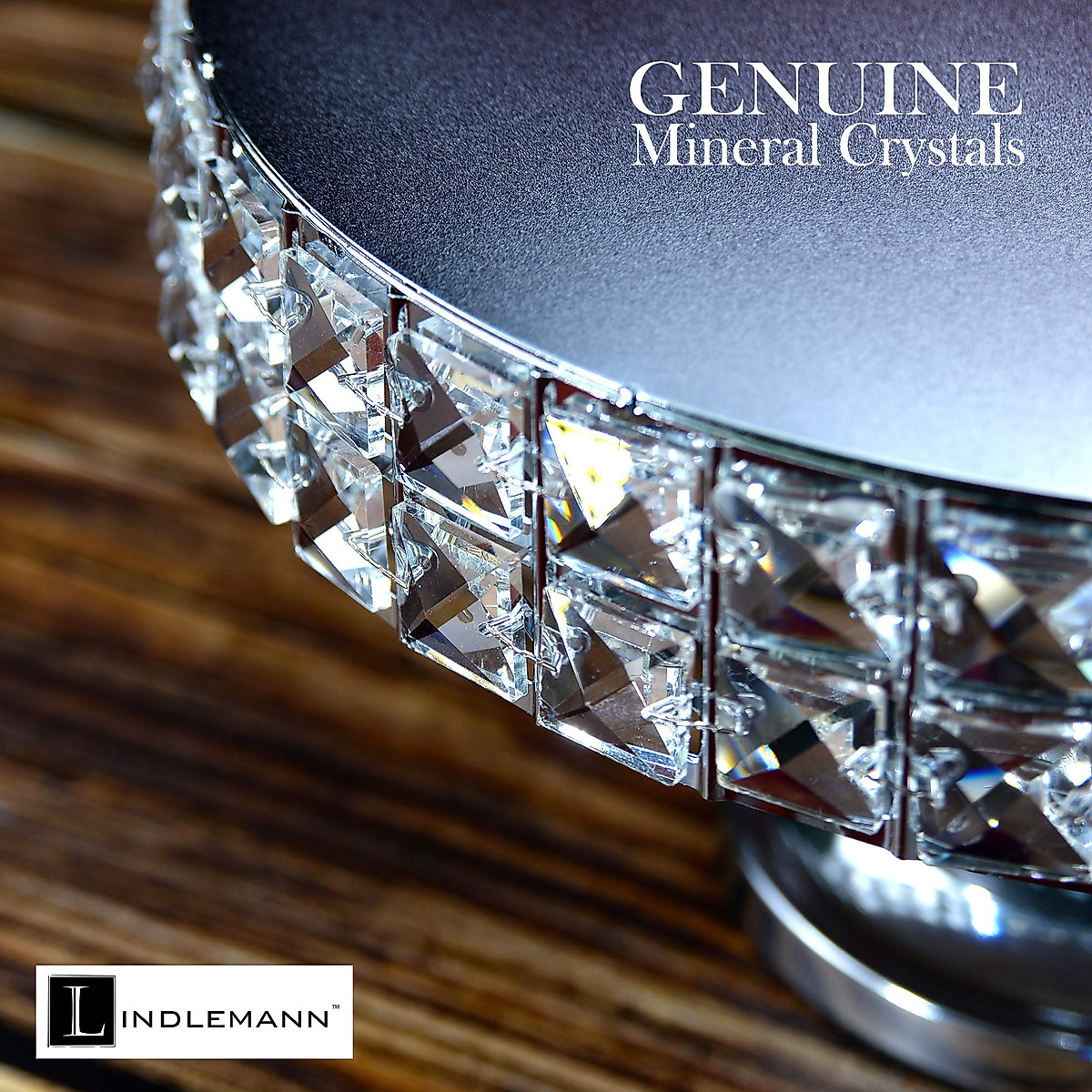 LINDLEMANN Decorative Cake Stand With Mineral Crystals & Spatula Round Metal Pedestal Cupcake Stands For Donuts Desserts Birthday Wedding Baby Shower Anniversary Holiday Dinner Party (Silver, 12")