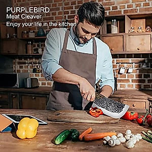 PURPLEBIRD Heavy-Duty Butcher Knife Meat Cleaver Hand Forged Bone Chopping Knife Ultra Sharp Kitchen Knife for with Gift Box