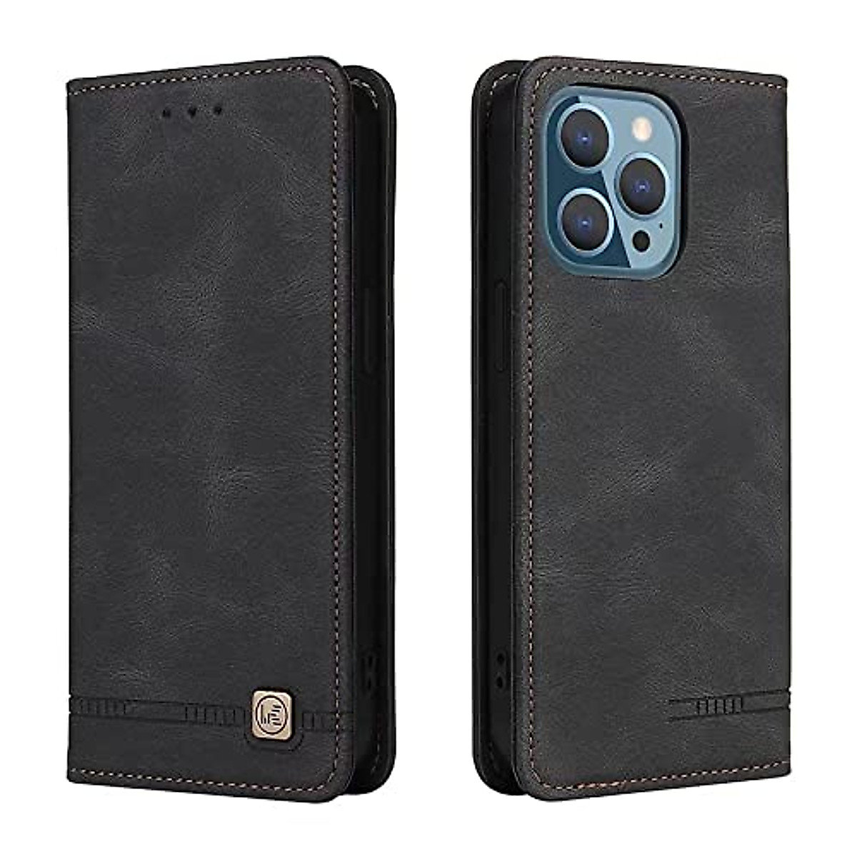 iPhone 13 Pro Max Case, iPhone 13 Pro Max 6.7 inch Wallet Flip Case with [Shockproof TPU Interior Case] Credit Card Holder, PU Flip Folio Book Full Body Protection iPhone 13 Pro Max Wallet, Black