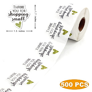 Muminglong 1.5 Inch Thank You for Shopping Small Gold Love Sticker,Thank You Sticker, Small Business, Handmade Sticker,Packaging Sticker, 500 PCS