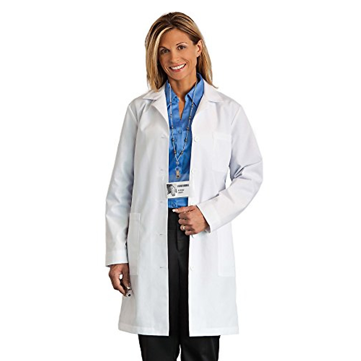 EWC Women's Full Length Lab Coat, 4 Button (White, XS)