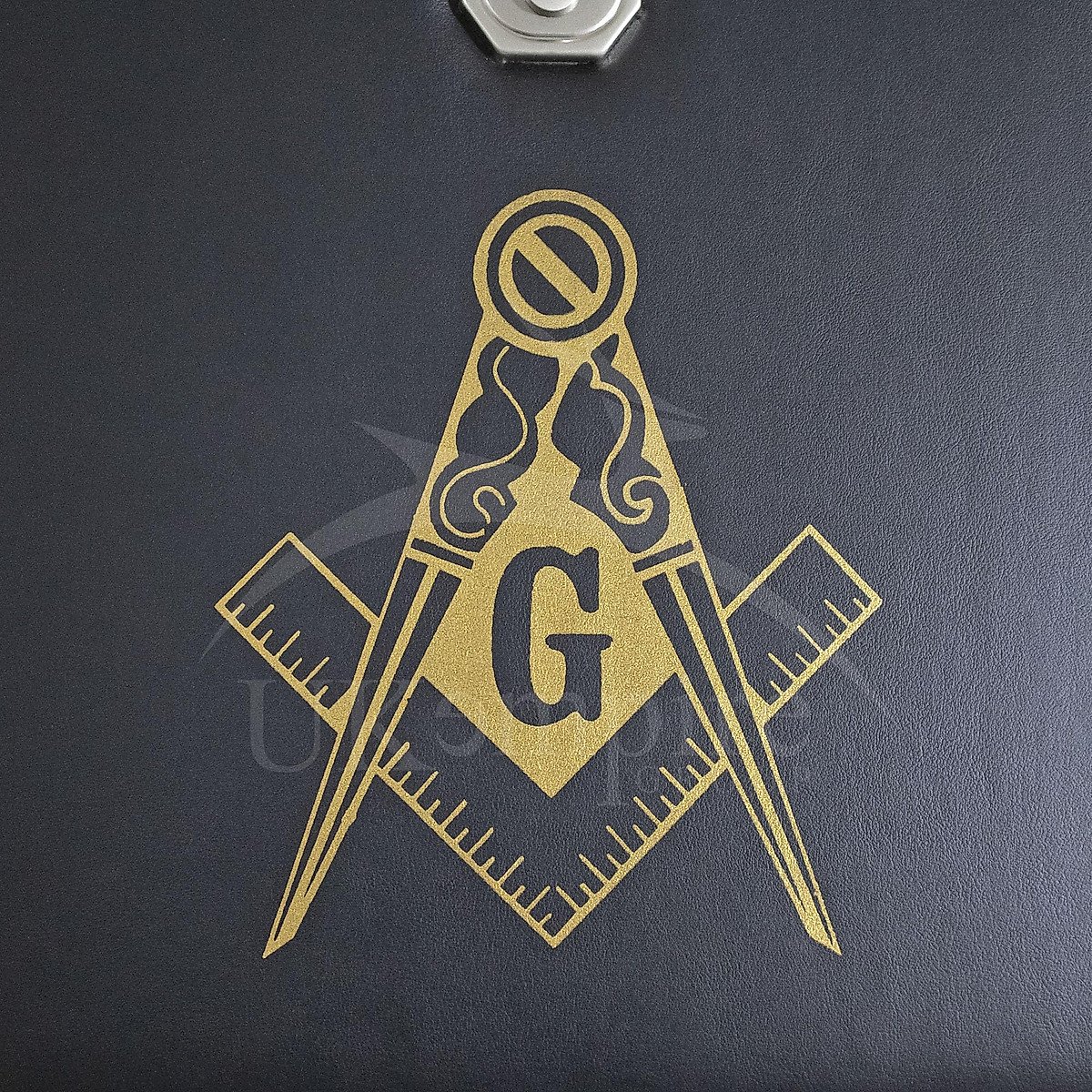 UK EMPIRE GROUP Masonic Apron & Chain Collar Case Leather Master Mason (Printed) MM, Provincial Size – Freemason Carrying Bags (Gold)