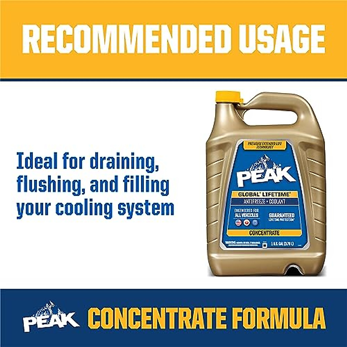 PEAK Global Lifetime Concentrate Antifreeze and Coolant for All Vehicles, 1 Gal.
