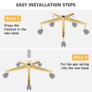 Office Chair Base Replacement Parts -Heavy Duty Reinforced Sturdy Metal Leg Desk Chair Base Replacement (2200Lbs),Universal Gas Cylinder and Caster Sockets 28",Silver