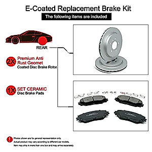 [Rear] TOVASTY Brake Pads and Rotors Kit for Kia Soul 2020-2021 E-Coated [BKC0874]