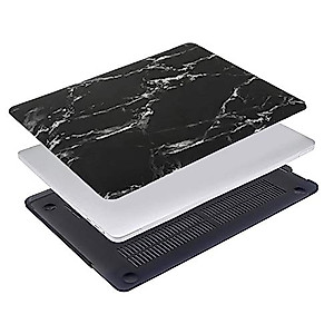 MOSISO Compatible with MacBook Pro 13 inch Case M2 2023, 2022, 2021-2016 A2338 M1 A2251 A2289 A2159 A1989 A1708 A1706, Plastic Pattern Hard Shell Case&Keyboard Cover&Screen Protector,Black Marble