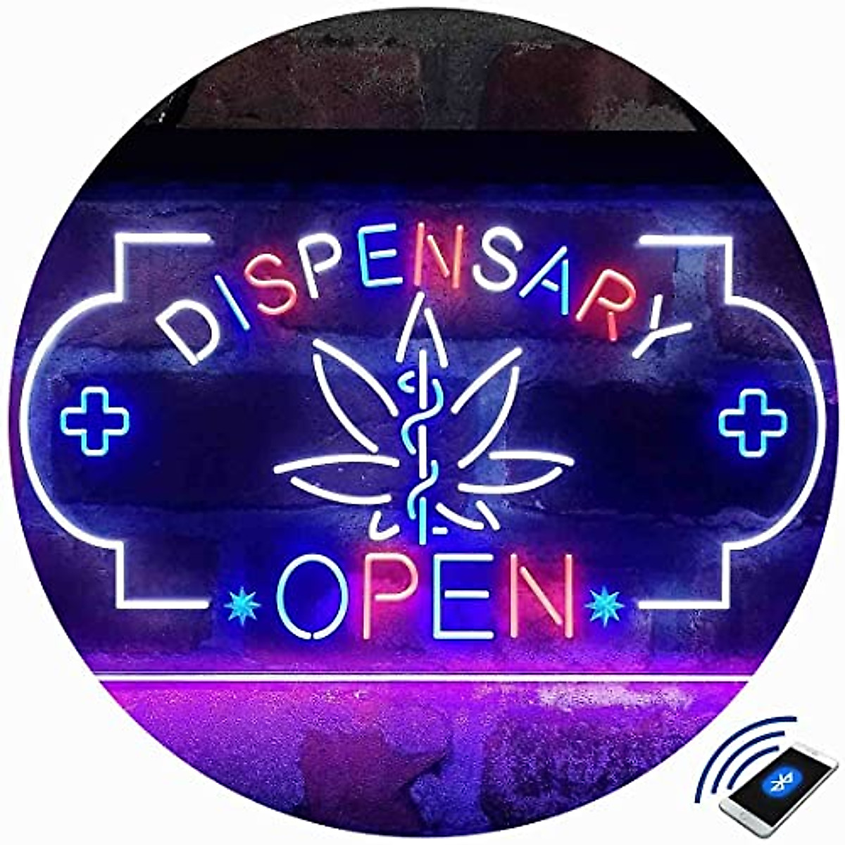 Dispensary Store Open Tri-color Led Neon Sign White & Blue & Orange 17.7 x 13.6 Inches st9s43-i3374-wbo