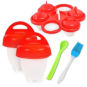 Indvidual Egg Boiler for Hard Boiled Eggs - 6Pcs Silicone Poached Egg Cups for Boiling Eggs Hard Boiled Egg Maker Silicone Egg Mold - Poached Egg Cooker Hardboiled Egg Making Poached Egg Holder Mold