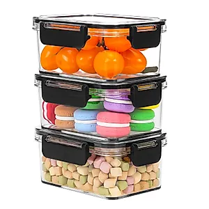 Moretoes 3pcs 450ml Airtight Food Storage Containers with Lids, Plastic Stacktable Storage Meal Prep Lunch Containers (3 Containers, 3 Lids)