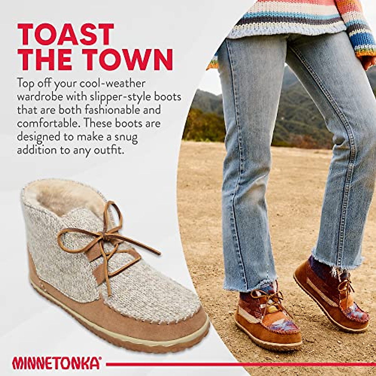 Minnetonka Womens Torrey Lace Up Booties, Cinnamon, Size 8