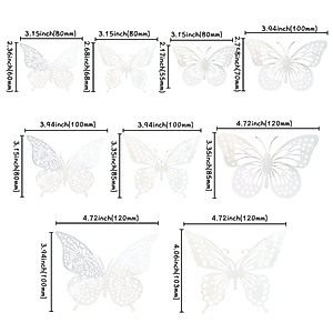 Gyufise 36 Pack Silver Laser 3D Butterfly Cupcake Toppers Hollow Butterfly Cake Decorations for Birthday Wedding Fairy Party Butterfly Wall Sticker Decal for Background Wall Decoration