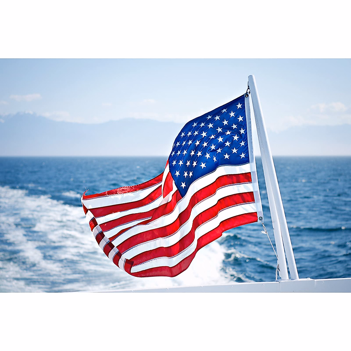 FRF FLAG American Boat Flag 12x18 Inch, Made in USA, Embroidered American Flag for ATV, 210D Nylon Golf Cart Flag, with 2 Brass Grommets