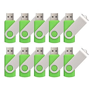 10 Pack 256MB USB Flash Drives Gift Stick Business Bidding Thumb Drive USB 2.0 high Speed Pen Drives (256MB, Green)