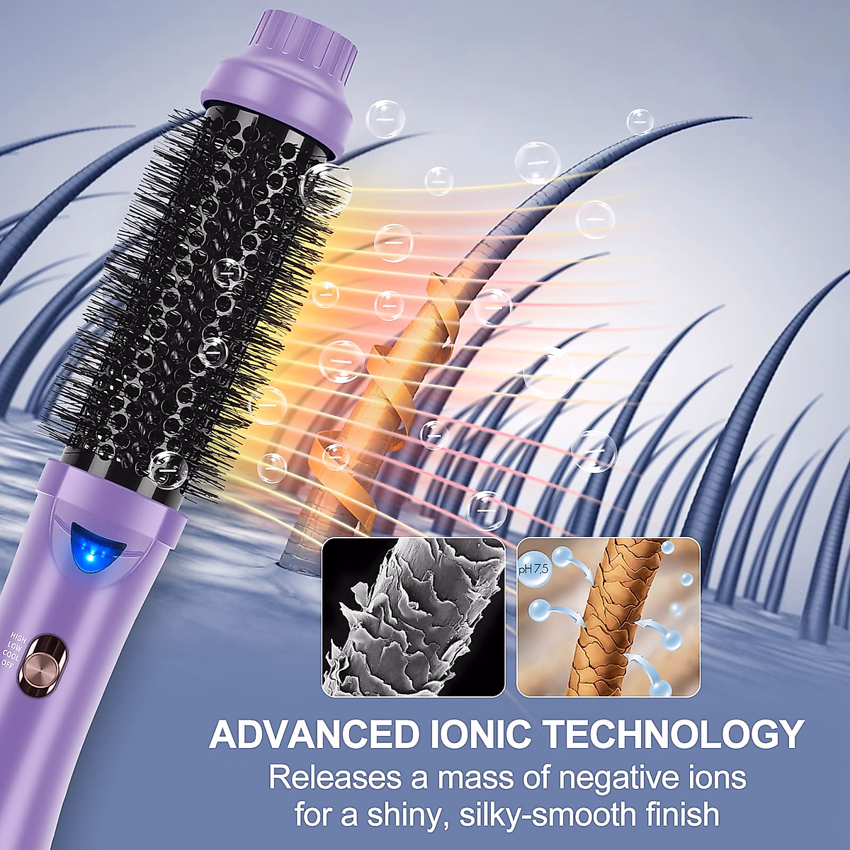 Hot Air Brush, Aima Beauty Salon One-Step Hair Dryer and Volumizer, 4-in-1 Hair Dryer Brush, Hair Styling Tools, Purple-Round