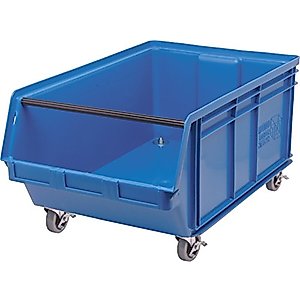 Quantum Storage QMS843MOBBL Magnum Heavy Duty Plastic Mobile Storage Bin with Spread Bar, 29" x 18-3/8" x 14-7/8", Blue