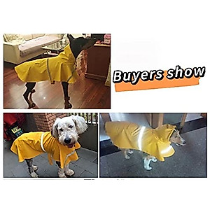 TURNGHK Pet Dog Raincoat Waterproof Hooded Dog Rain Jacket with Pocket Adjustable Lightweight Slicker Poncho with Reflective Strip for Small Medium Large Dogs(Yellow XL)