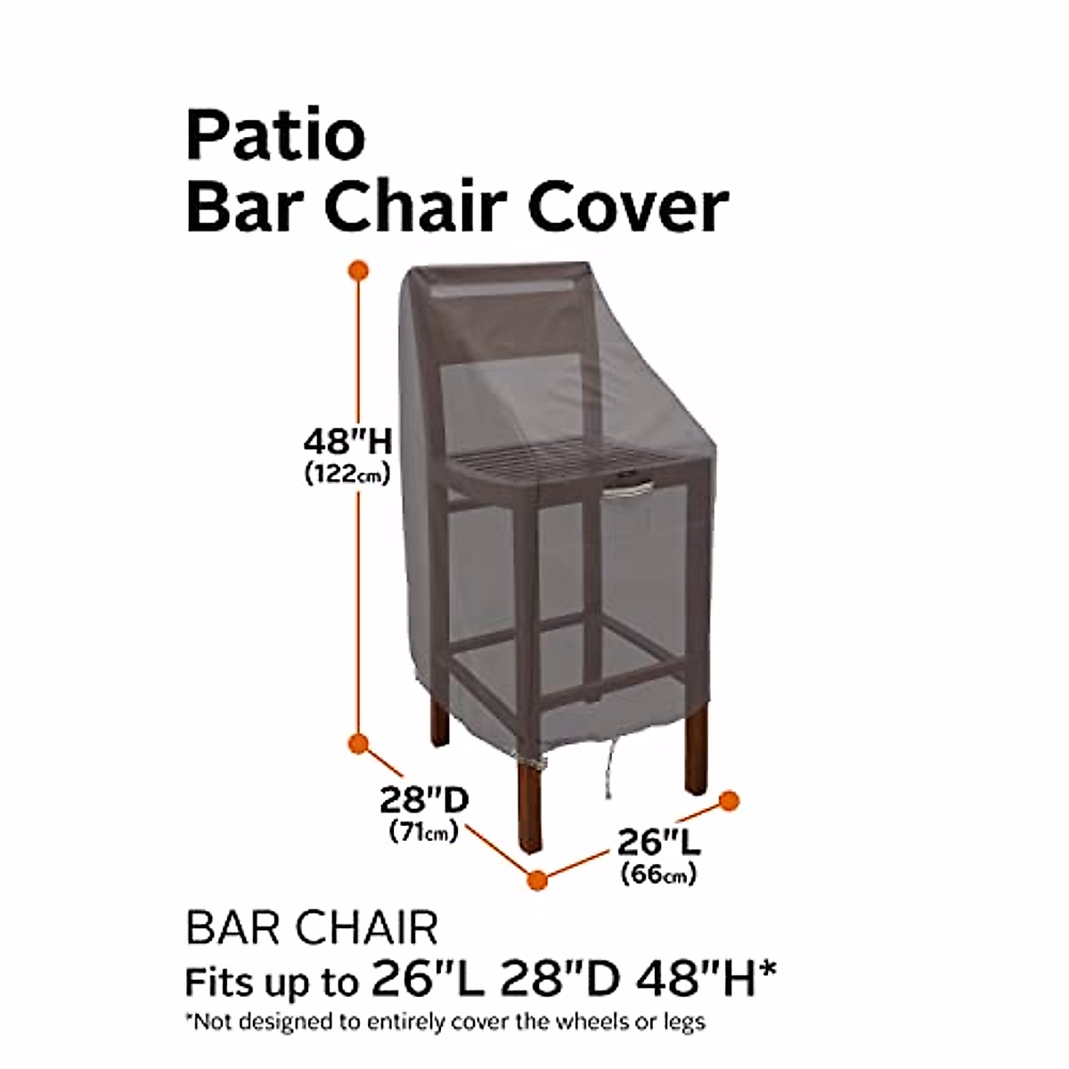 Classic Accessories Ravenna Water-Resistant 26 Inch Patio Bar Chair & Stool Cover, 2 Pack, Outdoor Patio Chair Covers