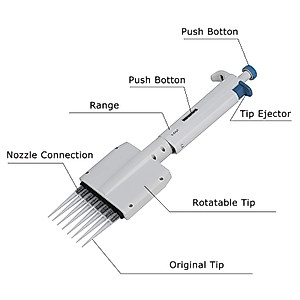 8-Channel Multichannel Pipett Adjustable Pipettor Micro Pipette High-Accurate 5-50μl + 8 Tip