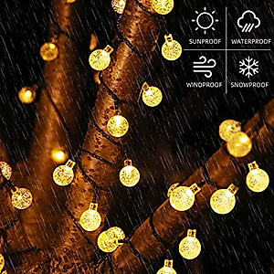 Metaku Solar Lights Outdoor String Lights 23ft 50 LED Fairy Lights Solar Powered 8 Modes Auto On/Off Christmas Lights Outdoor Waterproof Decorative Globe Lights for Patio Garden Gazebo Bistro Balcony