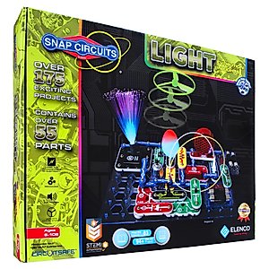 Snap Circuits LIGHT Electronics Exploration Kit | Over 175 Exciting STEM Projects | Full Color Project Manual | 55+ Snap Circuits Parts | STEM Educational Toys for Kids 8+,Multi