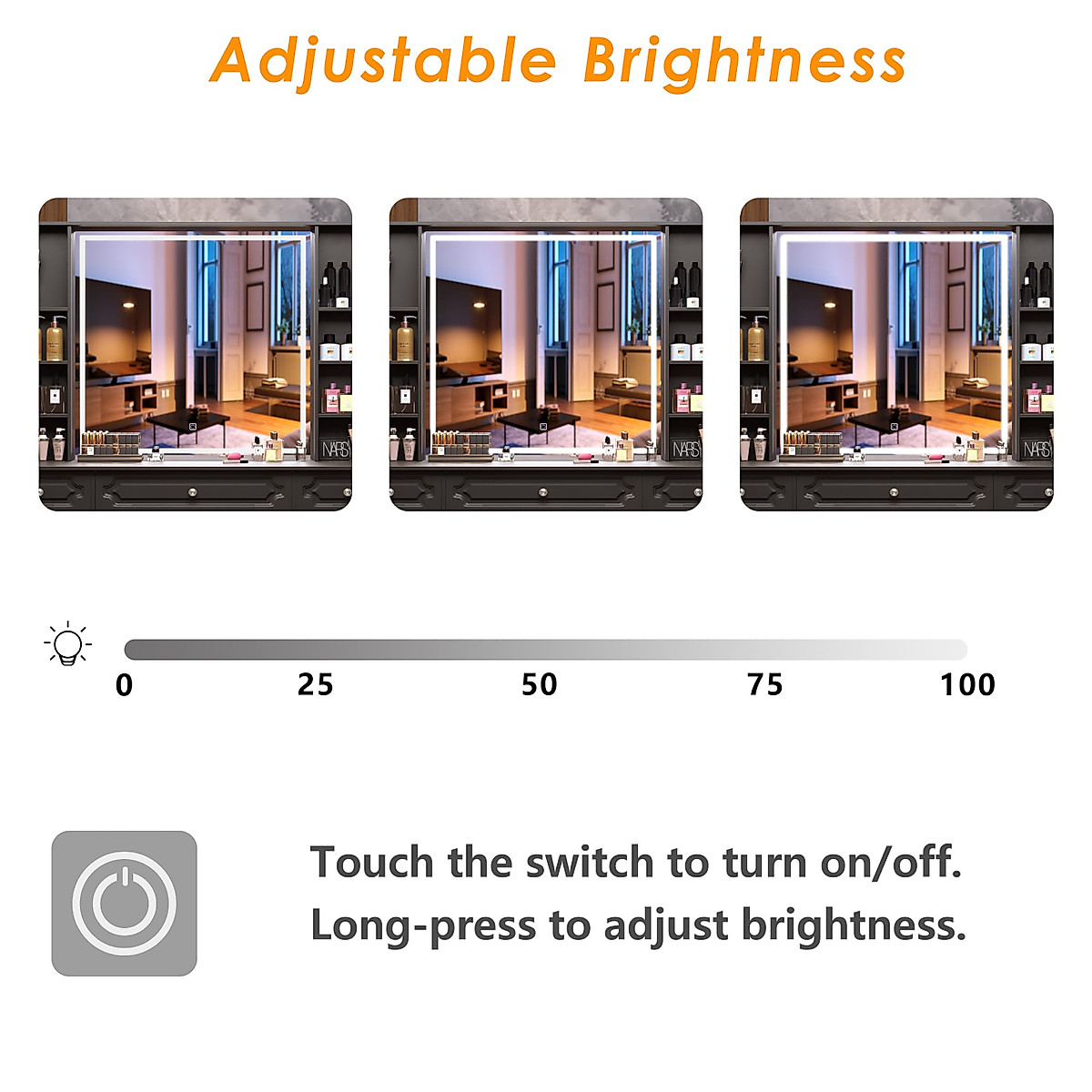 GLAUBIO 47-Inch Vanity Desk with Mirror & LED Light,Makeup Vanity Mirror with Brightness Adjusted,Large Storage Space-9 Drawers & 8 Shelves,Dressing Table for Bedroom,Dressing Room,Cloakroom,Study