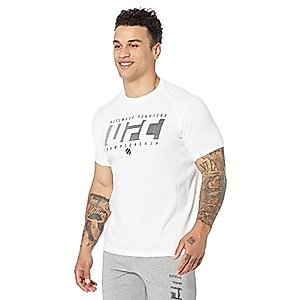 UFC Ultimate Fighting Short Sleeve Crew Neck Tee for Men – 58% Cotton – 37% Modal – 5% Spandex White LG One Size