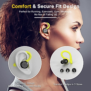 APEKX Bluetooth Headphones True Wireless Earbuds with Charging Case IPX7 Waterproof Stereo Sound Earphones Built-in Mic in-Ear Headsets Deep Bass for Sport Running Green
