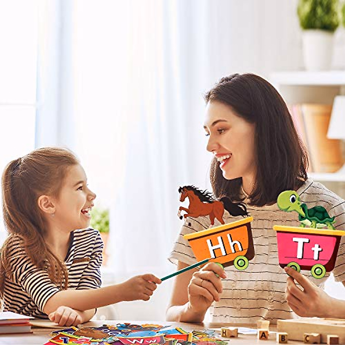 37 Pieces Train Alphabet Bulletin Board Display Set, Early Learning Bedroom Nursery Playroom Decorations and 120 Pieces Glue Point Dots for Kids and Teens Rooms and Classrooms Decoration