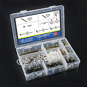 Glarks 125Pcs 3-in-1 Furniture Connecting Hardware Set, Hex Socket Cap Furniture Barrel Screws Bolt Nuts & Cam Fitting & Pre-Inserted Nut & Eccentric Wheel for Crib, Wardrobe Splicing, Cabinet Drawer