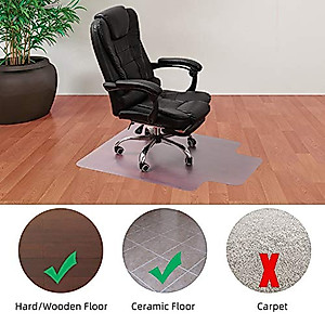 Office Chair Mat for Hardwood Floor, Home Office Tile Floor Protector Rolling Computer Desk Chair Mat Transparent Clear Plastic( 36" x 48'' with Lip), Easy Glide for Chairs Flat without Curling