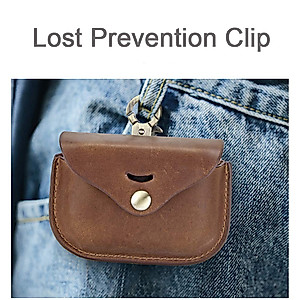 for wf-1000xm3 Case, Personalized wf-1000xm3 Leather case with Carabiner, Genuine Leather Protective Case Cover Shockproof for So-ny WF-1000xm3 Case Wireless Charging Case (Customize, Brown)